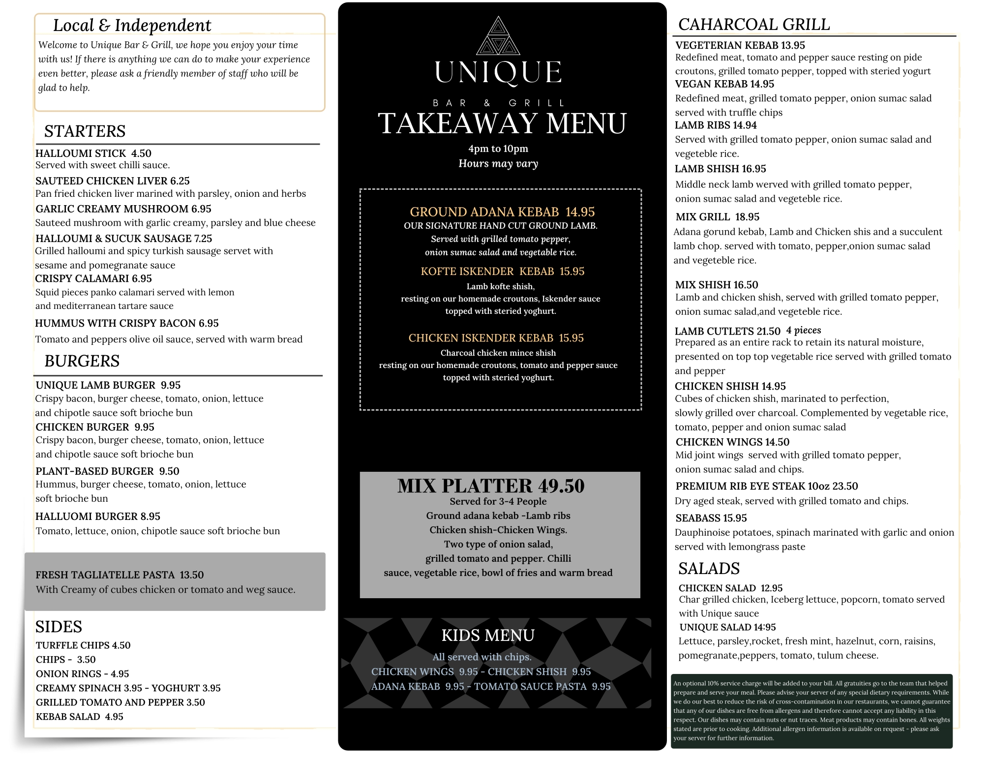 TAKE AWAY – Unique Restaurant